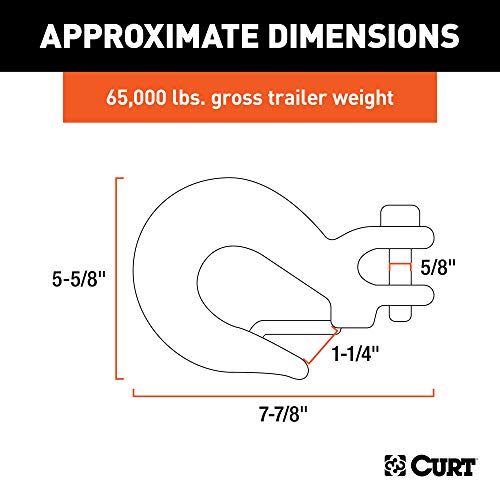 CURT 81920 5/8-Inch Forged Steel Clevis Slip Hook with Safety Latch, 65,000 lbs, 1-1/4-In Opening, 5/8" Pin