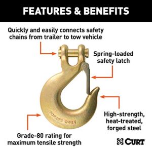 CURT 81920 5/8-Inch Forged Steel Clevis Slip Hook with Safety Latch, 65,000 lbs, 1-1/4-In Opening, 5/8" Pin