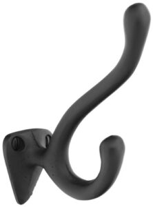 emtek 86106 sandcast bronze 4-1/4 inch double robe hook, flat black