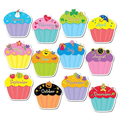 Creative Teaching Press Cupcake Accents for Bulletin Boards & Classrooms, CTP 10” Jumbo Designer Cutouts, 12-Piece Set, Multicolor