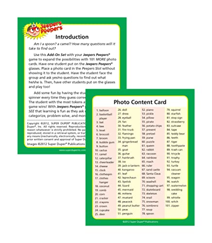 Super Duper Publications | Jeepers Peepers® Glasses Game Add-On Cards | Educational Learning Resource for Children