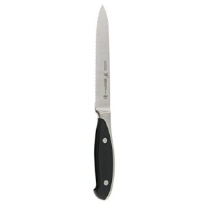 henckels forged synergy serrated utility knife, 5-inch, black/stainless steel