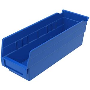 akro-mils 30120 plastic nesting shelf bin box, (12-inch x 4-inch x 4-inch), blue, (24-pack)