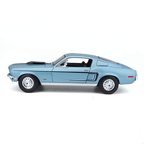 Maisto 1968 Ford Mustang GT Cobra Jet Hard Top 1/18 Scale Diecast Model Vehicle Blue