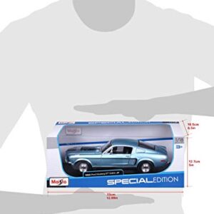 Maisto 1968 Ford Mustang GT Cobra Jet Hard Top 1/18 Scale Diecast Model Vehicle Blue