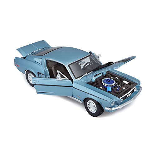 Maisto 1968 Ford Mustang GT Cobra Jet Hard Top 1/18 Scale Diecast Model Vehicle Blue