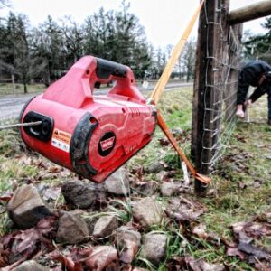 WARN 885005 PullzAll Cordless 24V DC Portable Electric Winch with Steel Cable and 2 Rechargeable Battery Packs: 1/2 Ton (1,000 lb) Pulling Capacity, red