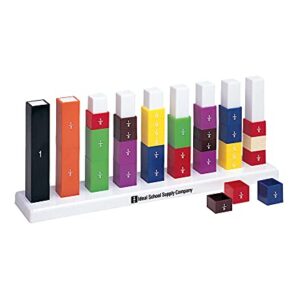 Ideal School Supply Carson Dellosa Fraction STAX Math Manipulative—51 Colorful, Stackable Math Cubes, One Whole—Twelfth Fractions, 9-Peg Base, Hands-On Fractions Manipulatives (52 pc)