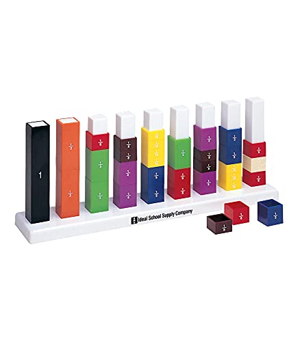 Ideal School Supply Carson Dellosa Fraction STAX Math Manipulative—51 Colorful, Stackable Math Cubes, One Whole—Twelfth Fractions, 9-Peg Base, Hands-On Fractions Manipulatives (52 pc)