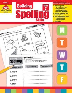 evan-moor building spelling skills, grade 2 – homeschooling & classroom resource workbook, reproducible worksheets, teaching edition, spelling strategies, reading and writing skills