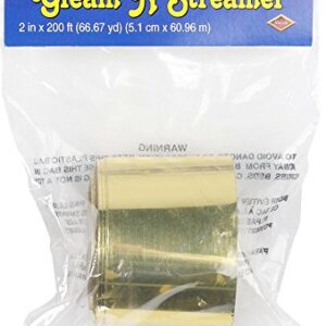 Beistle (Gold) Gleam 'N Streamer Metallized Streamer, 2-Inch by 200-Feet