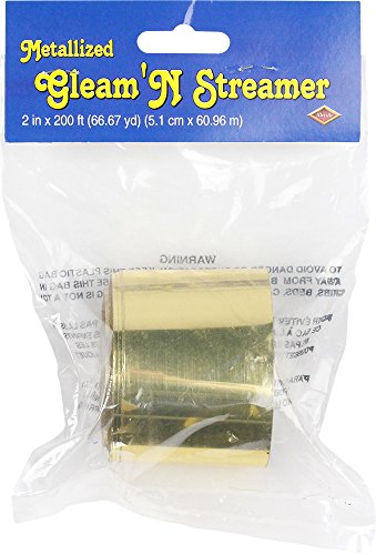 Beistle (Gold) Gleam 'N Streamer Metallized Streamer, 2-Inch by 200-Feet