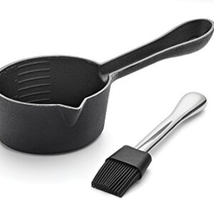 Outset Q173 Cast Iron Sauce Pot with Brush, 1 EA, Black