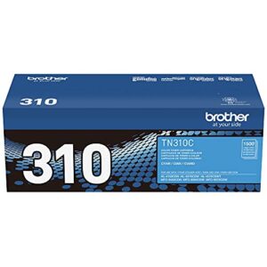 Brother Genuine Standard Yield Toner Cartridge, TN310C, Replacement Cyan Toner, Page Yield Up To 1,500 Pages, TN310