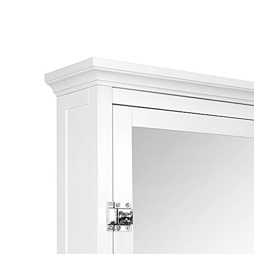 Elegant Home Fashions Madison Removable Wooden Medicine Cabinet with Mirrored Door, White