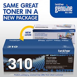 Brother Genuine Standard Yield Toner Cartridge, TN310BK, Replacement Black Toner, Page Yield Up To 2,500 Pages, TN310