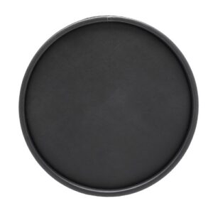 kraftware round leatherette serving tray, black – 14 inch