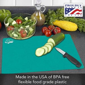 Cut N' Funnel Color Coded Flexible Plastic Cutting Board Mats with Food Icons 4 Pack Made in the USA Flexible, BPA Free, Dishwasher Safe 15" by 11.5"