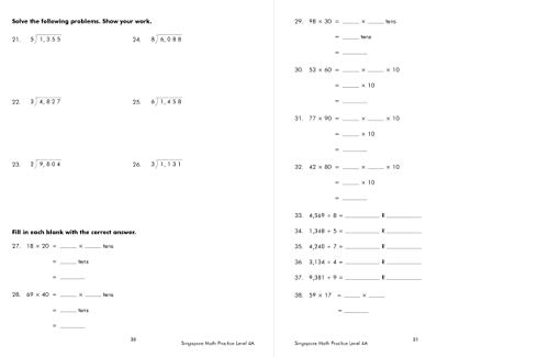 Singapore Math Level 4A 5th Grade Math Workbooks, Singapore Math Grade 5, Whole Numbers, Angles, and Fractions Workbook, 5th Grade Math Classroom or Homeschool Curriculum