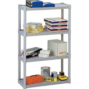 iceberg 20843 32w x 13d x 54h platinum resin rough n ready four-shelf open storage system