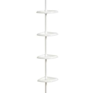 zenna home 2104w bathtub and shower tension corner caddy, 10.5 x 97-inches, white