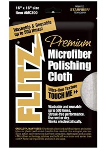 flitz mc200 thick ‘n thirsty 16″ x 16″ silver microfiber polishing cloth