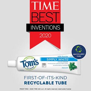 Tom's of Maine Natural Simply White Fluoride Toothpaste, Clean Mint, 4.7 oz. 6-Pack (Packaging May Vary)