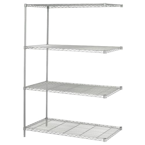 Safco Products Industrial Wire Shelving Add-On Unit 48"W x 24"D x 72"H (Starter Unit and Extra Shelf Pack sold separately), Metallic Gray