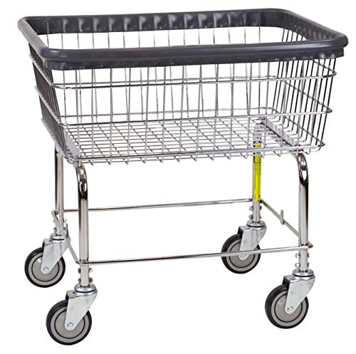 R&B Wire™ 96B Light Duty Rolling Wire Laundry Cart, 2.5 Bushel, Chrome, Made in USA