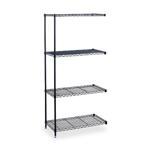 Safco Products 5292BL Industrial Wire Shelving Add-On Unit 48" W x 18" D x 72" H (Starter Unit and Extra Shelf Pack Sold Separately), Black