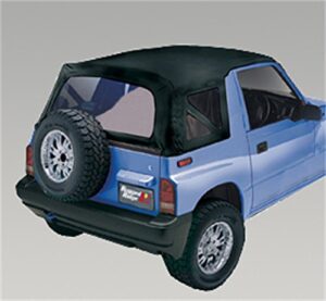 rugged ridge 53722.15 xhd soft top, black denim, clear windows; 88-94 suzuki sidekicks