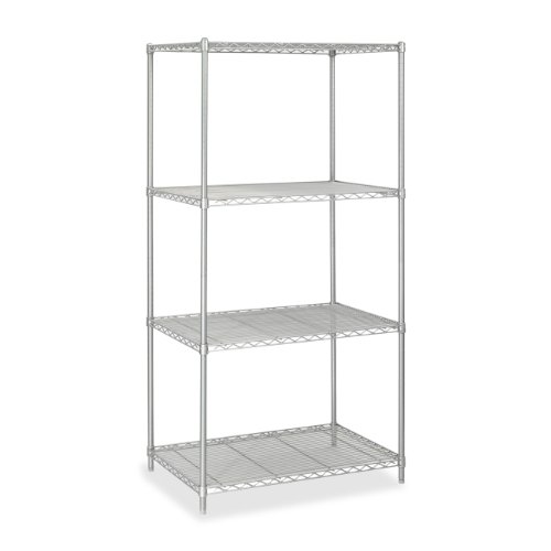 Safco Products Industrial Wire Shelving Starter Unit 36" W x 24" D x 72" H (Add-On Unit and Extra Shelf Pack Sold Separately), Metallic Gray