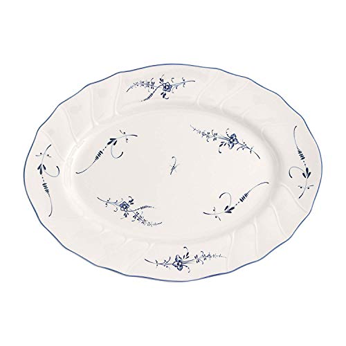 Villeroy & Boch Vieux Luxembourg Oval Platter, 14 in, White/Blue