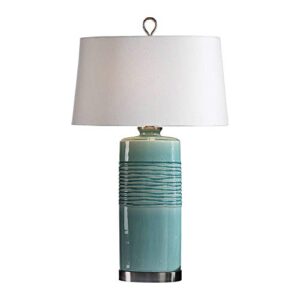 uttermost rila distressed teal ceramic table lamp