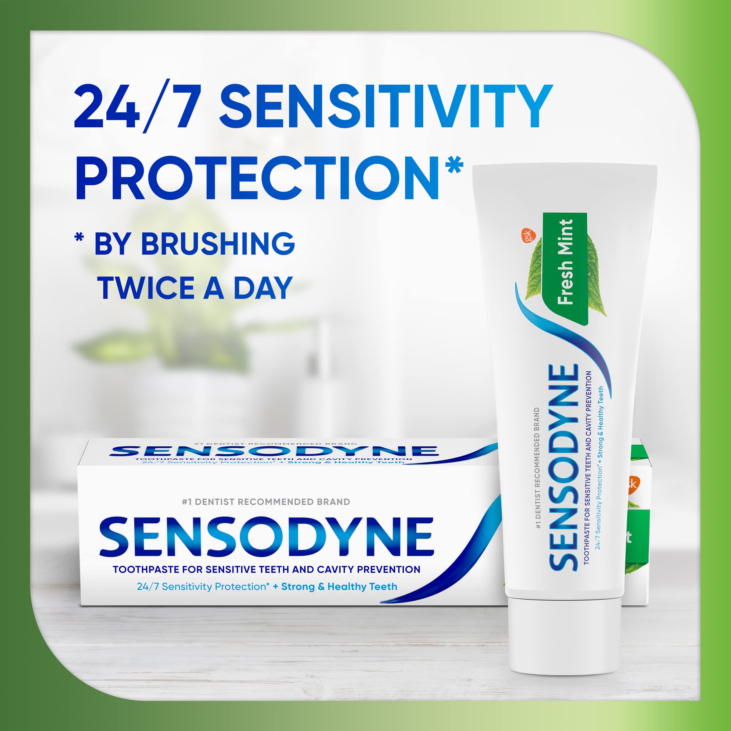 Sensodyne Fresh Mint Sensitive Toothpaste, Cavity Prevention and Sensitive Teeth Treatment - 4 Ounces