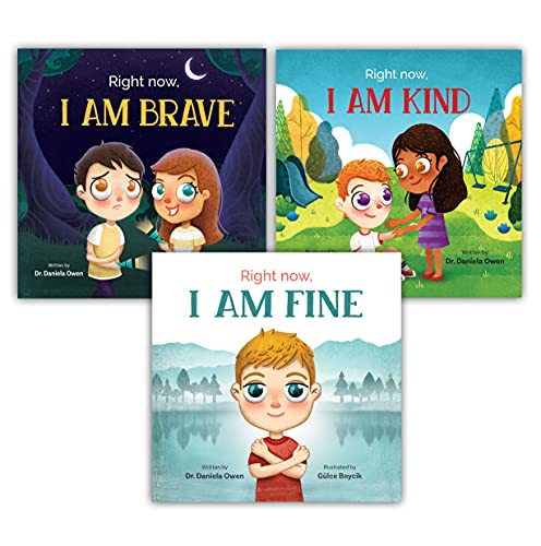 Right Now Series (3 Books) - Mental Health Children's Books to Teach Kids How to Be Kind, Brave & Stay Calm, Social Emotional Books by Dr. Daniela Owen, Child Psychologist