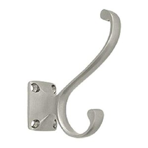 deltana cahh35u15 solid brass heavy duty coat and hat hook, satin nickel, 3 3/8″ height