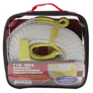 Erickson 59350 White 1" x 15' Recovery Strap,7500 lbs Breaking Strength , 3750 lbs Maximum Vehicle Weight Capacity