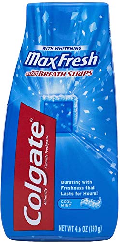 Colgate Max Fresh Liquid Toothpaste with Mini Breath Strips, Cool Mint, 4.6 oz (Packaging May Vary)