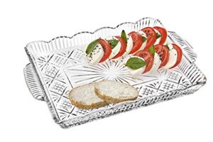 godinger dublin crystal rectangular serving tray, clear