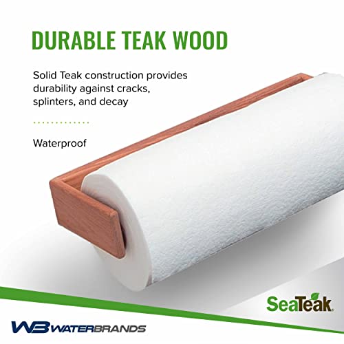 SeaTeak Wall Mount Paper Towel Holder | Wooden Wall Paper Towel Holder | Modern Wall Paper Towel Holder | 12.25" L x 4.38" W x 1.88" H