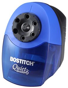 bostitch office quietsharp 6 electric pencil sharpener, heavy duty classroom sharpener, size selector with 6 different sizes, perfect for classroom and homeschool use, blue