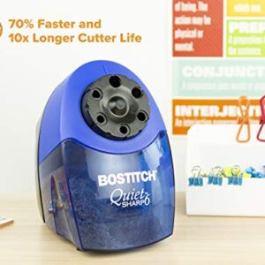 Bostitch Office QuietSharp 6 Electric Pencil Sharpener, Heavy Duty Classroom Sharpener, Size Selector with 6 Different Sizes, Perfect for Classroom and Homeschool Use, Blue