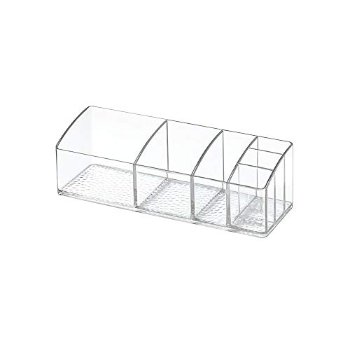 iDesign Divided Bathroom Vanity Organizer for Bathroom, Kitchen, Bedroom, Office, 9" x 3" x 2", Clear