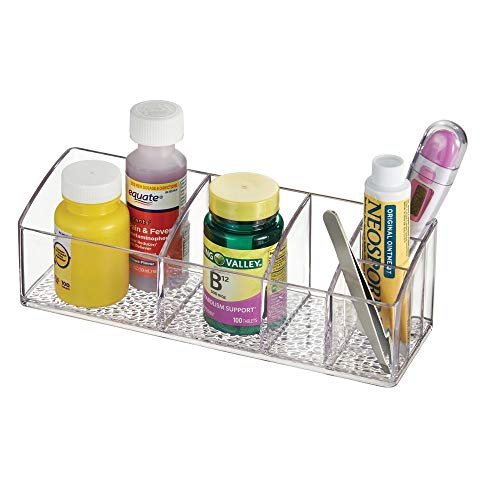 iDesign Divided Bathroom Vanity Organizer for Bathroom, Kitchen, Bedroom, Office, 9" x 3" x 2", Clear