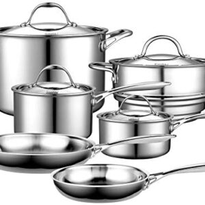 Cooks Standard Multi-Ply Clad Cookware Set, 10 Piece, Silver