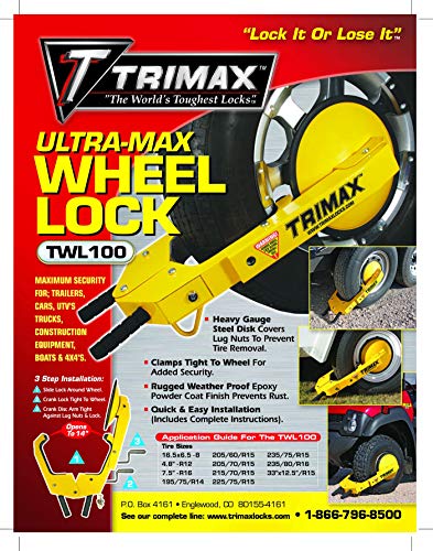 Trimax TWL100 Ultra-Max Adjustable Wheel Lock