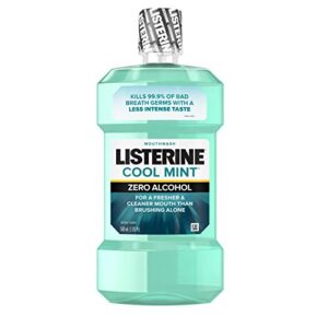 listerine zero cool mint mouthwash for fresh breath and to kill bad breath germs, 500 ml, 16.9 fl oz