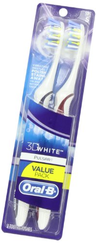 Oral-B Pulsar 3D White Pulsar Battery Toothbrush, Soft, 2 Count (Colors May Vary)