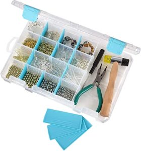 artbin 6944ag medium anti-tarnish box with removable dividers, jewelry & craft organizer, [1] plastic storage case with anti-tarnish technology, clear with aqua accents